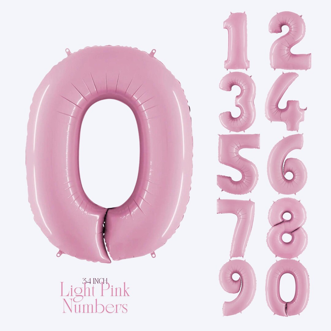 Pastel Pink Number Balloon: Foil Mylar, Birthday Party Decor - Etsy