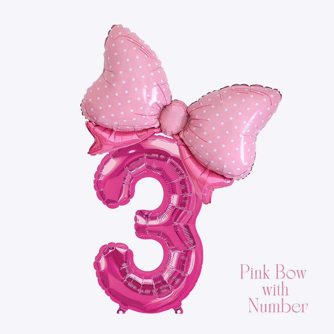 Hot Pink Number Balloon With Bow: Birthday Party Decoration - Etsy
