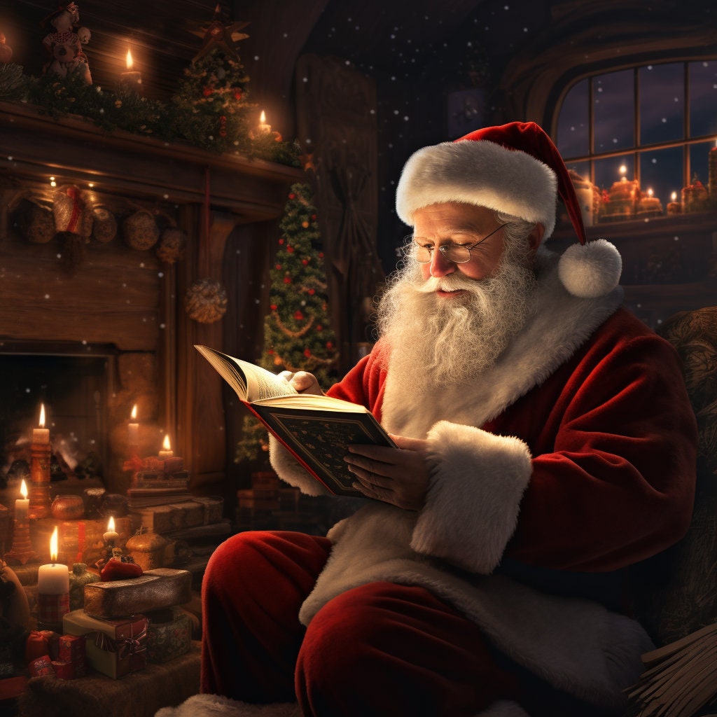 Santa Reading Christmas Book - Etsy