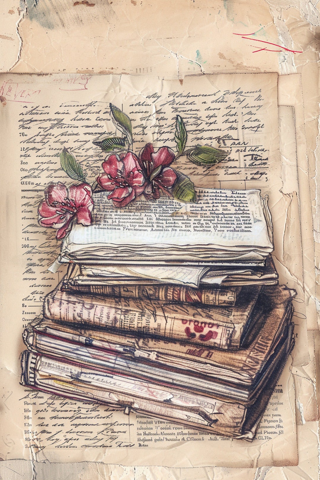 Vintage Books, Letters and Newspapers # 1 - Digital Download - Etsy