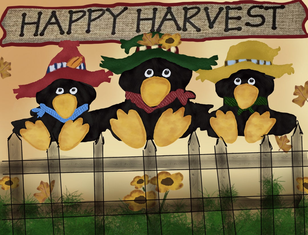 Happy Harvest Crows - Etsy