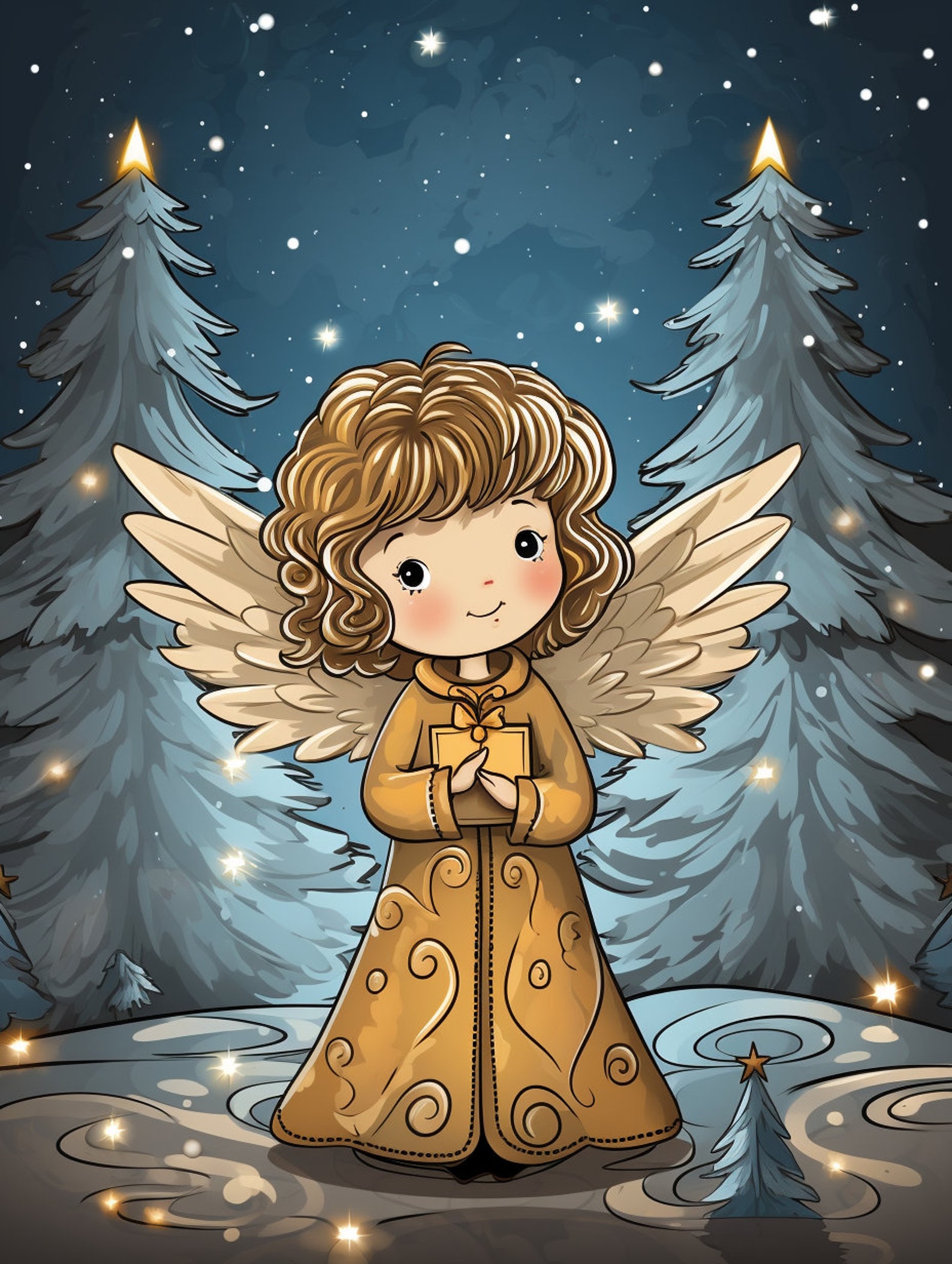 Angel in Blue, Silver and Gold - Etsy