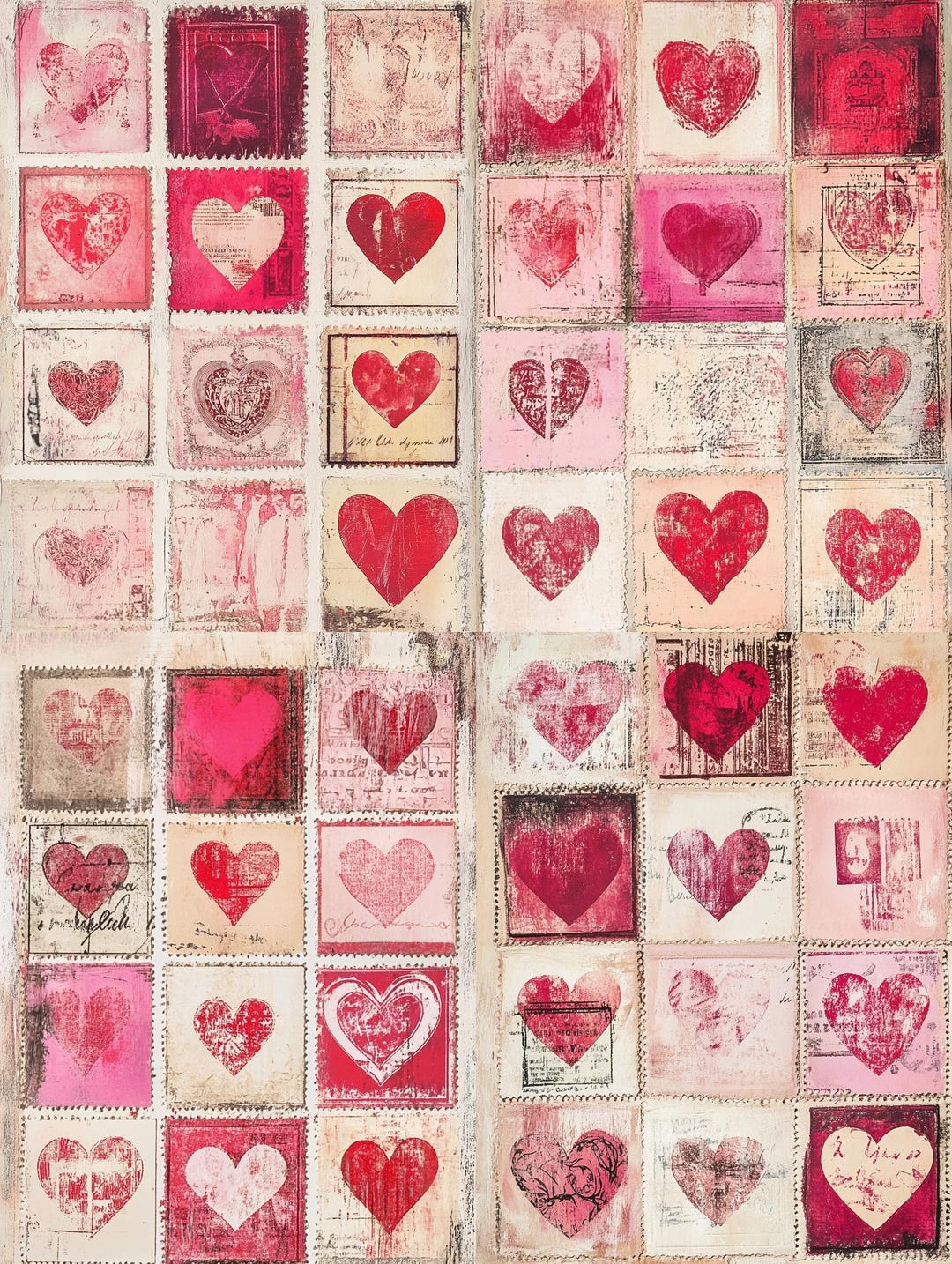 Valentine Small Square Stamps # 7 - Etsy
