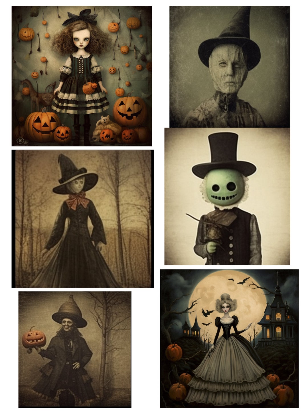 Scary Halloween Witches and Ghosts - Digital Download - Etsy