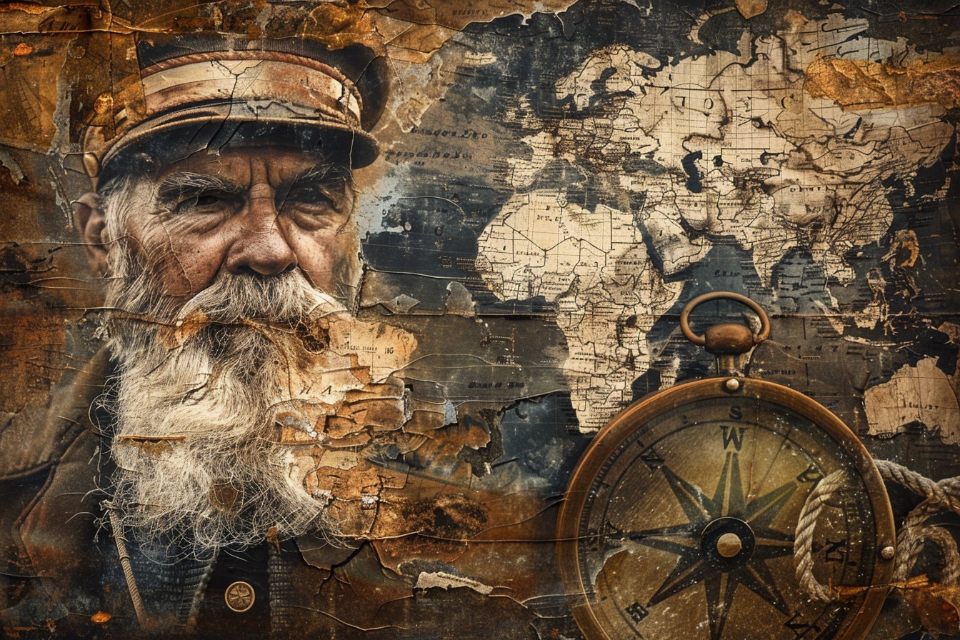 Old Sea Captain With Nautical Maps - Digital Print - Etsy