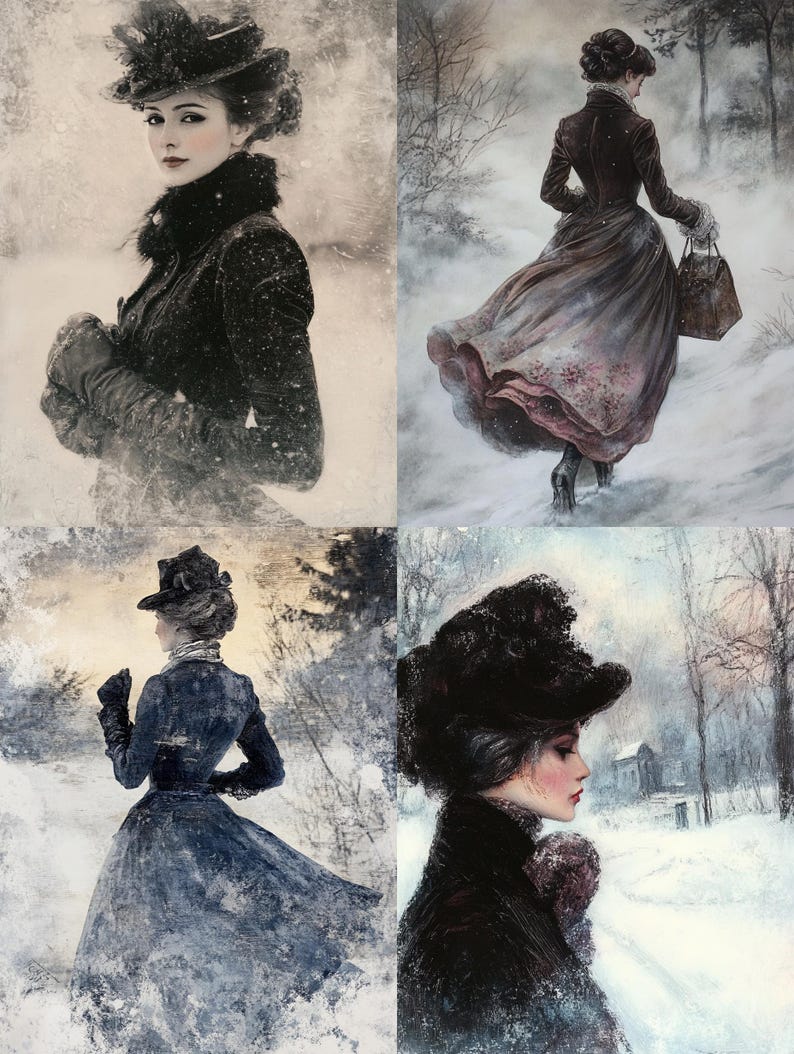 Victorian Women in Winter - 4 Spot - Digital Download - Etsy