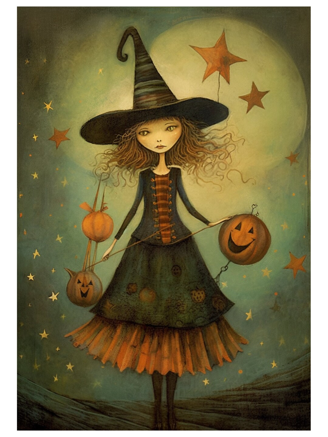 Whimsical Halloween Witch Digital Download - Etsy