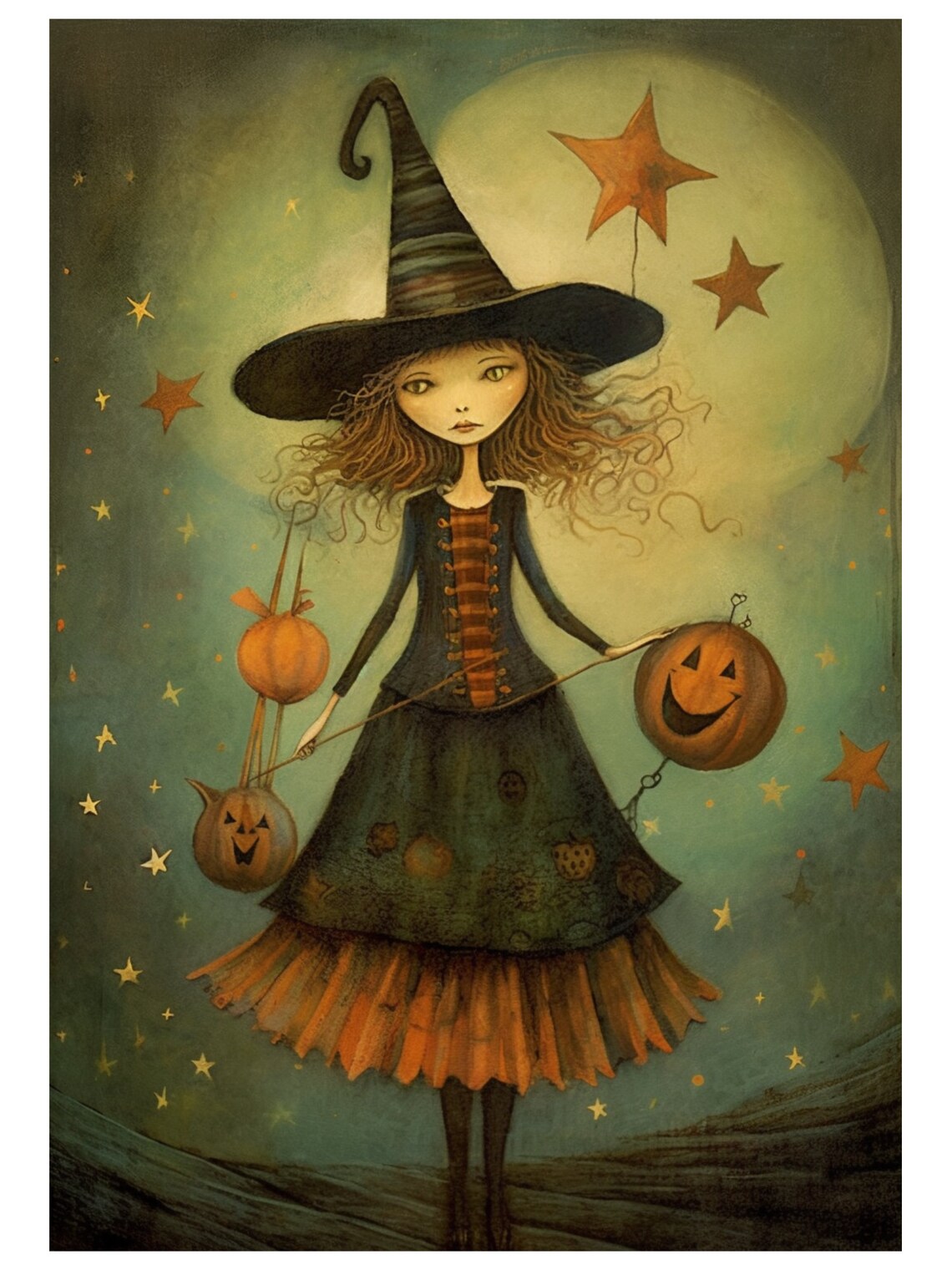 Whimsical Halloween Witch Digital Download - Etsy