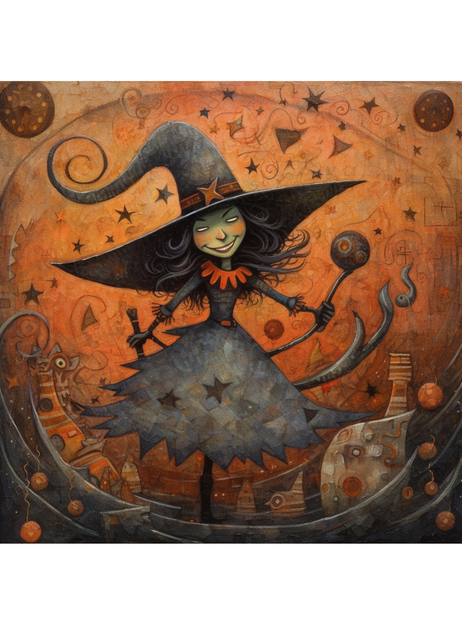 Whimsical Halloween Witch #3. Digital Download - Etsy