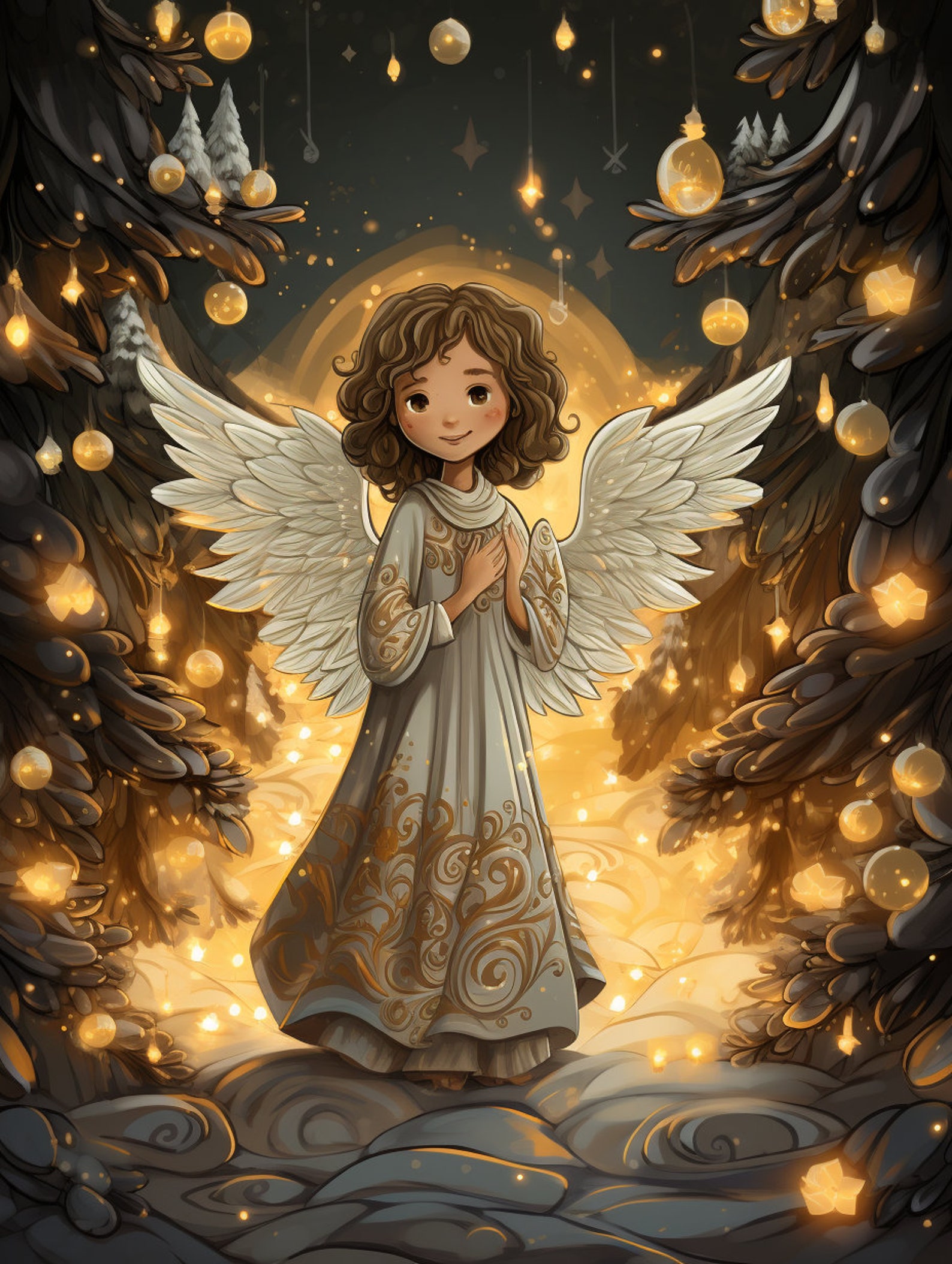 Angel Glowing in Silver and Gold - Etsy