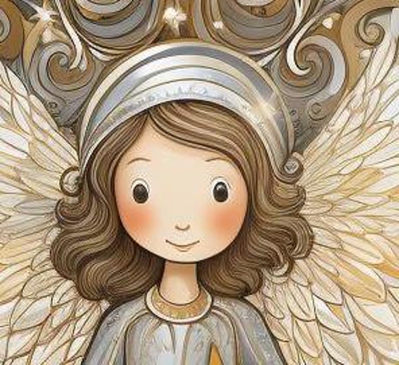 Angel in Silver and Gold With Gold Stars - Etsy