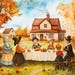 Fall Scene With Pilgrims Celebrating Thanksgiving - Etsy