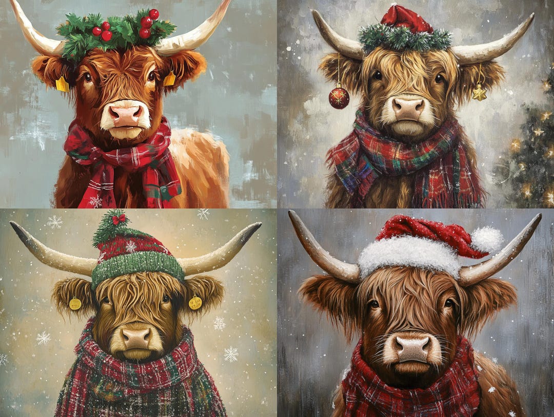 Christmas Highlander Cows - Etsy
