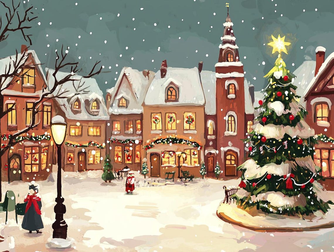 Town Square at Christmas. This is a Digital Download. - Etsy