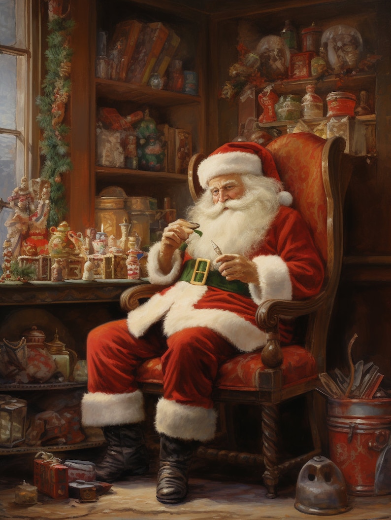 Santa in His Workshop Digital Download - Etsy