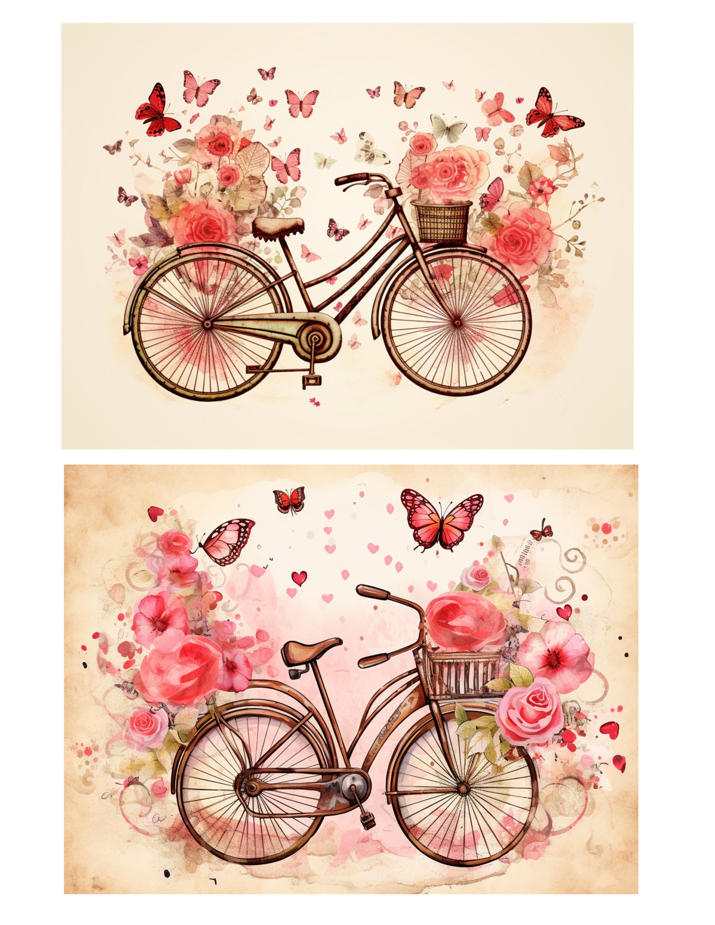 Vintage Bikes With Butterflies and Roses. Digital Download. - Etsy