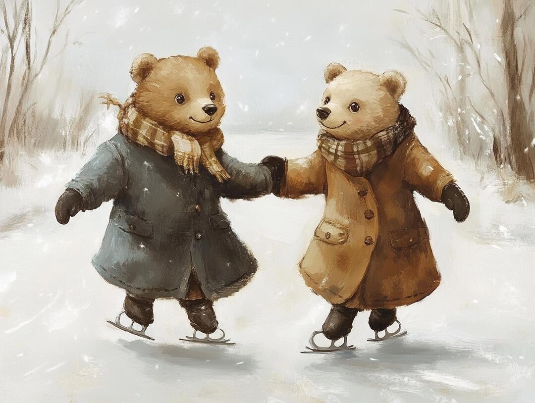 Bears Ice Skating - Digital Download - Etsy