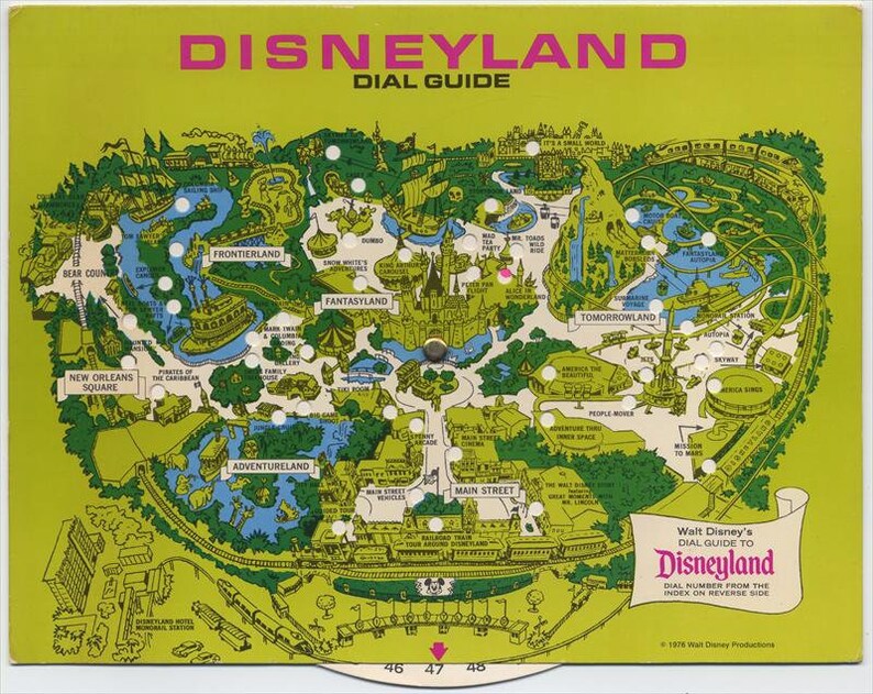 Walt Disney's Dial Guide to Disneyland Attraction Locator - Etsy
