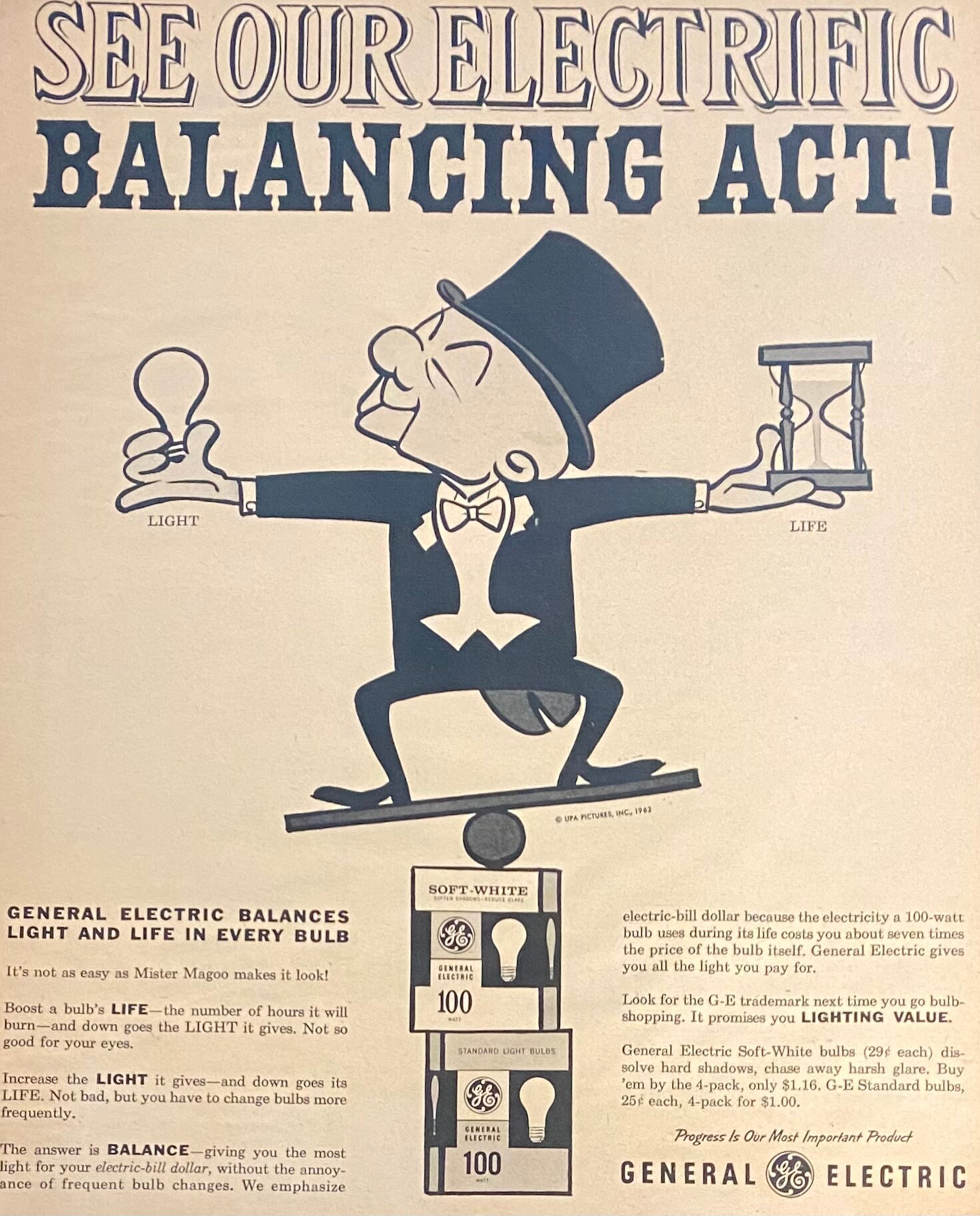 Vintage 1962 UPA Mr. Magoo General Electric Framed Magazine Ad 16x12 - Etsy