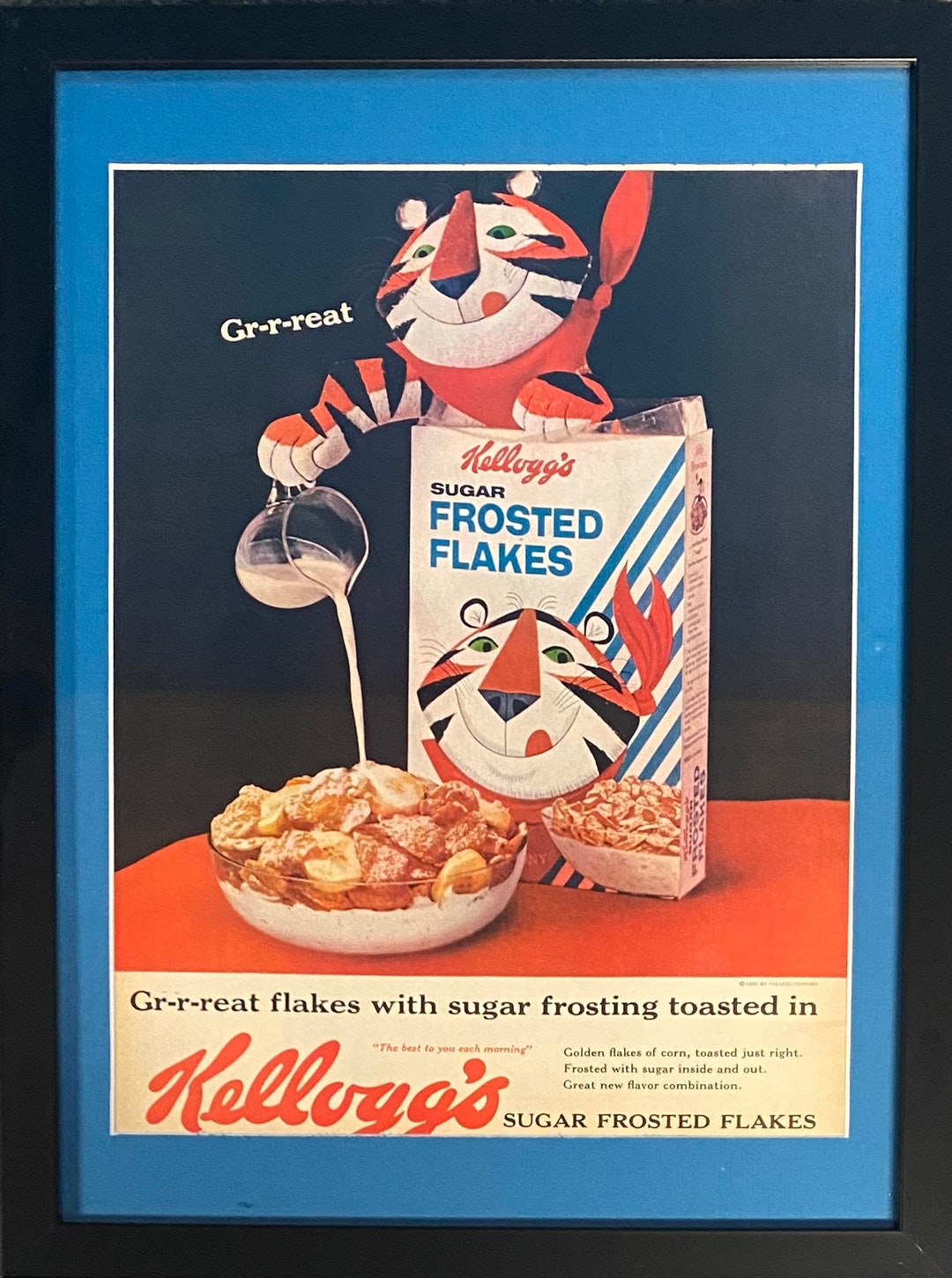 Vintage 1962 Tony the Tiger Kellogg's Frosted Flakes Framed Ad - Etsy