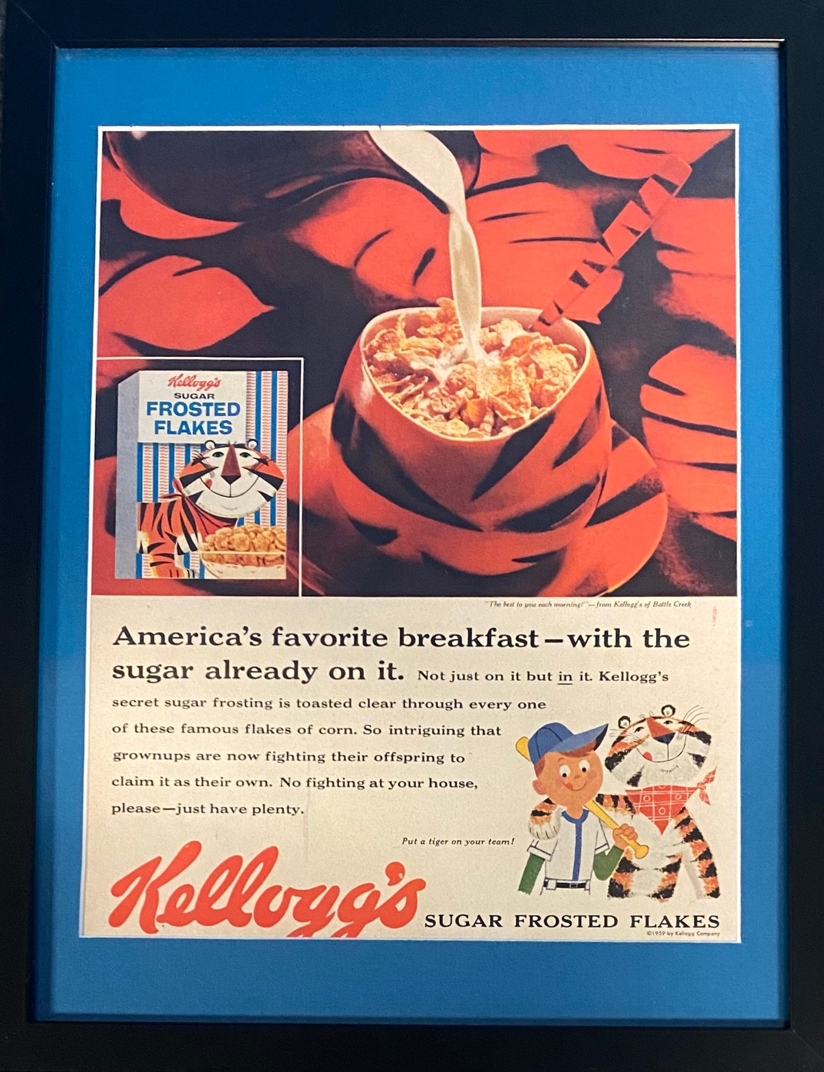 Vintage 1959 Tony the Tiger Kellogg's Frosted Flakes Framed Ad 16x12 - Etsy