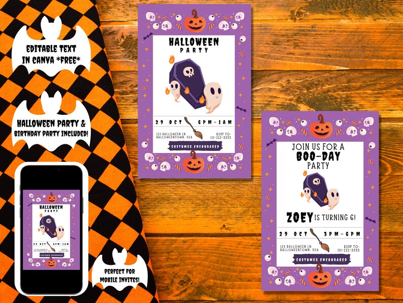 Halloween Invitation Costume Party Adult Birthday Editable Canva ...