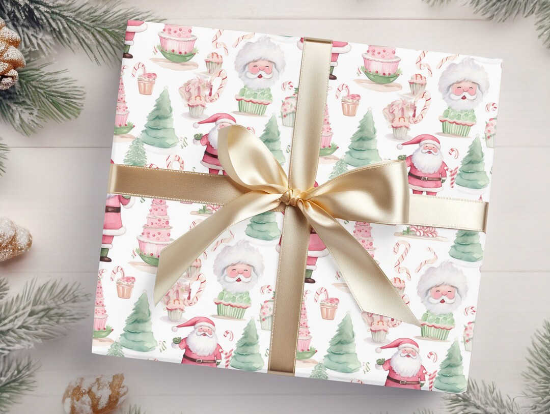 Pastel Santa Christmas Wrapping Paper, Personalized Gifts, Custom ...
