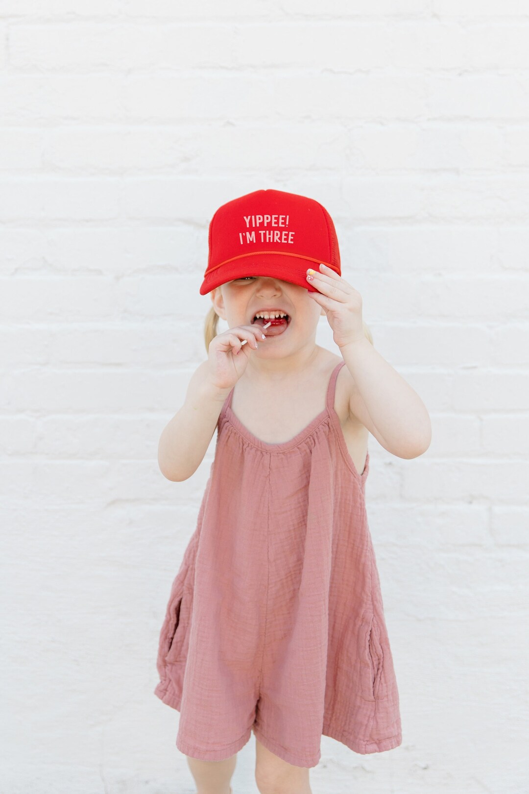 Yippee I'm Three Trucker Hat - Birthday Gift - Custom Trucker Hat - Hat ...