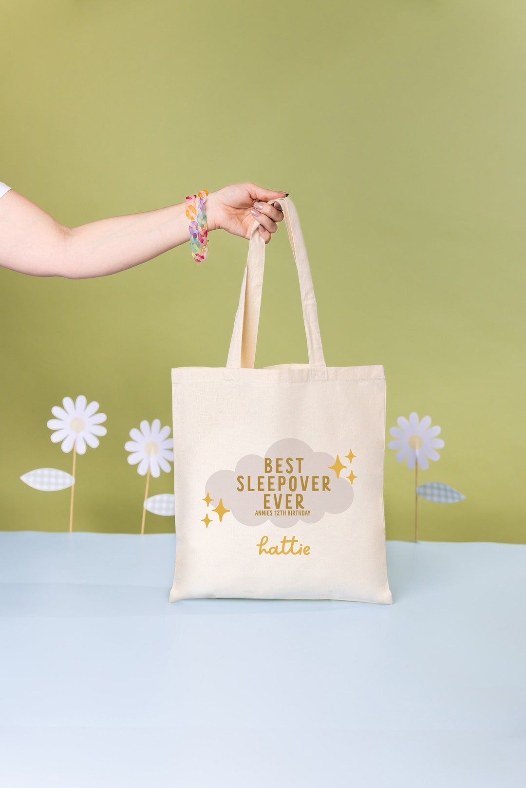 Sleepover Tote Bag - Kids Tote Bag - Customized Name Tote - Birthday ...