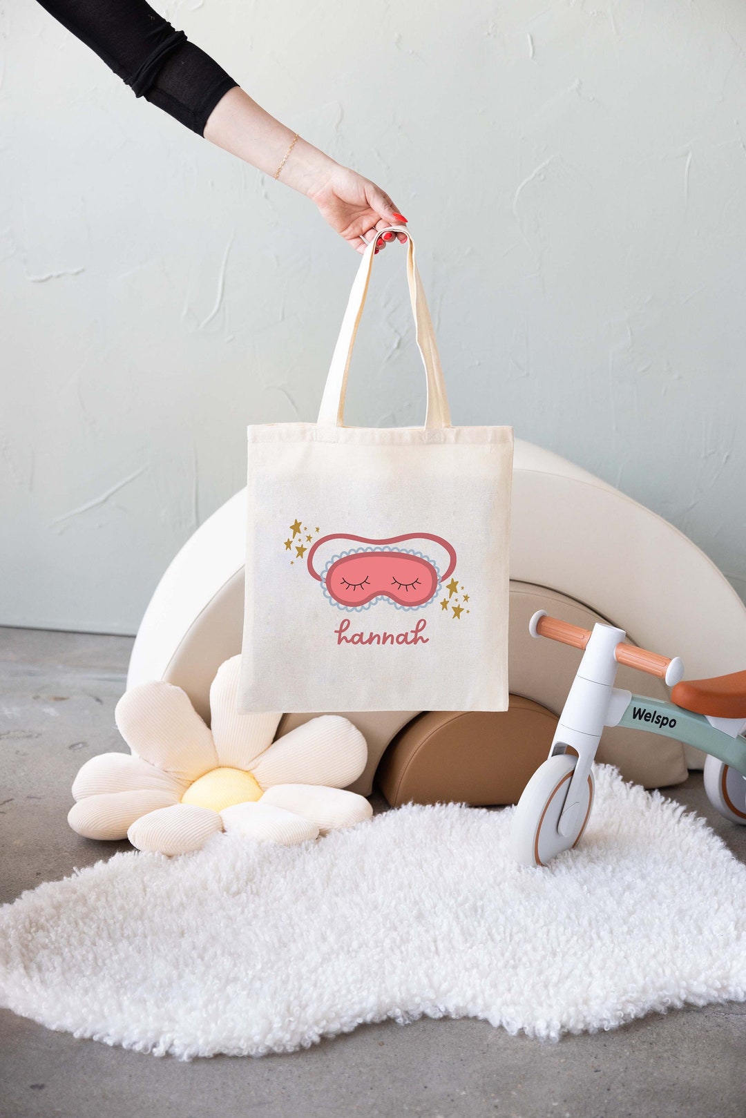 Sleepover Tote Bag - Kids Tote Bag - Customized Name Tote - Birthday ...