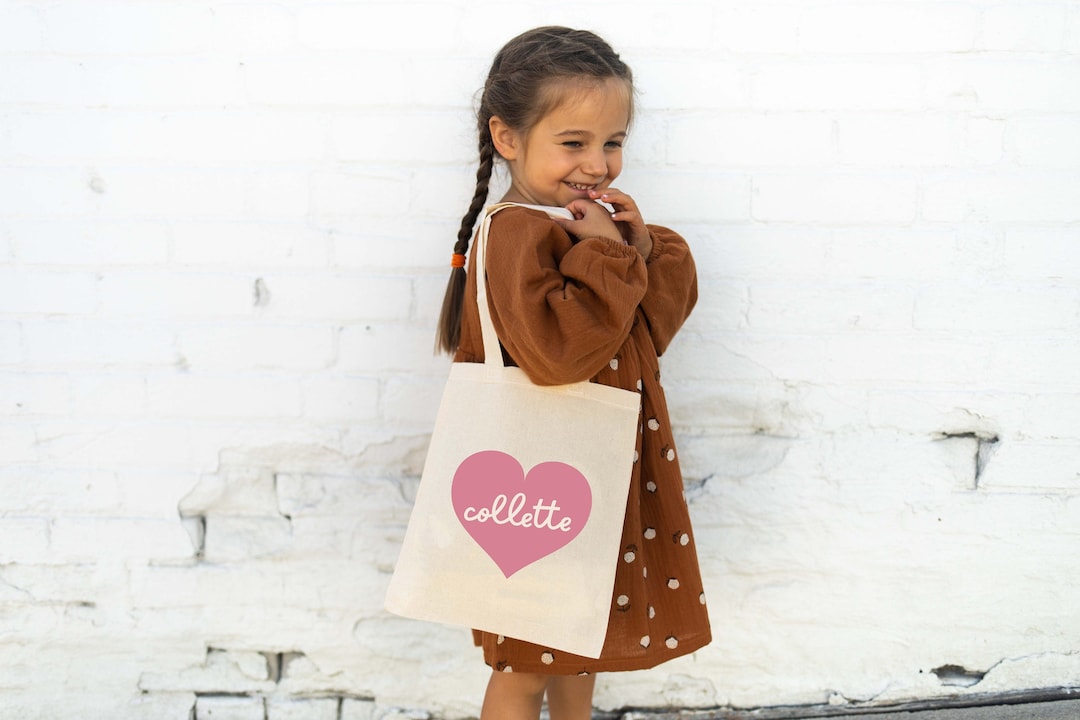 Personalized Tote Bag - Kids Tote Bag - Customized Name Tote - Heart ...