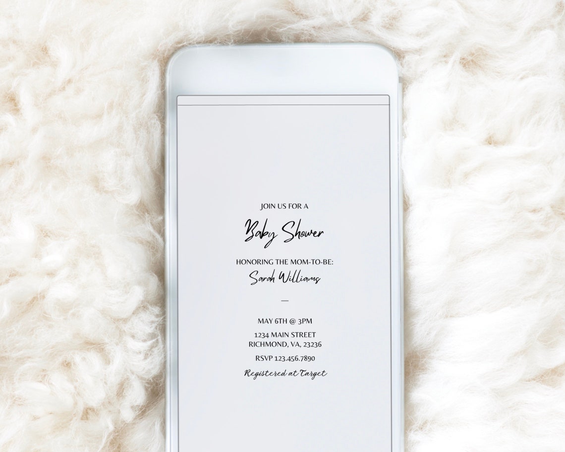 Digital Baby Shower Invitation Minimalist Baby Reveal Evite Digital ...