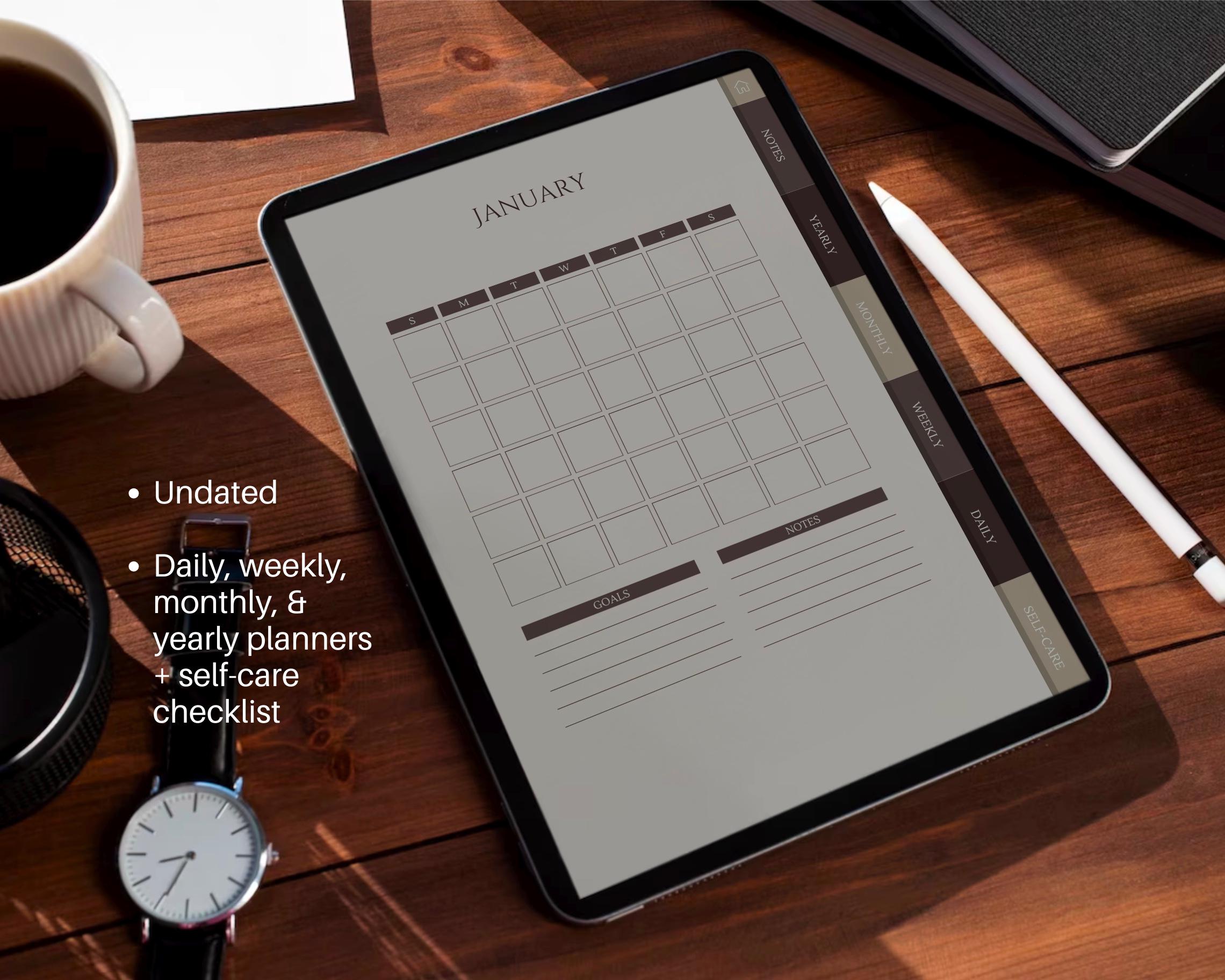 Dark Academia Planner Brown Digital Organizer Vintage-inspired Daily ...