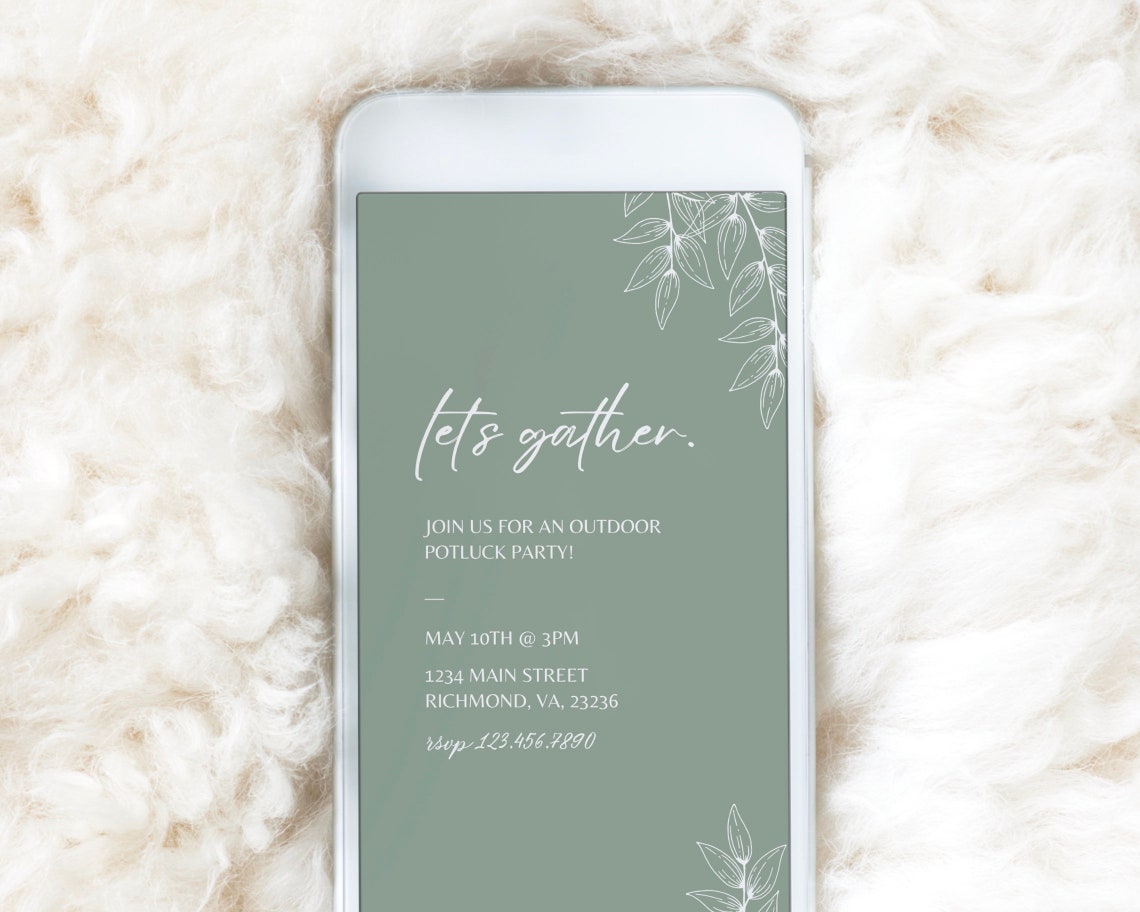 Outdoor Gathering Invite Cookout Picnic Party Potluck Invite Minimalist ...