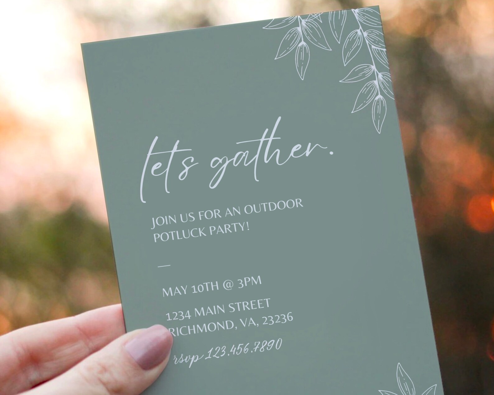 Outdoor Gathering Invite Cookout Picnic Party Potluck Invite Minimalist ...