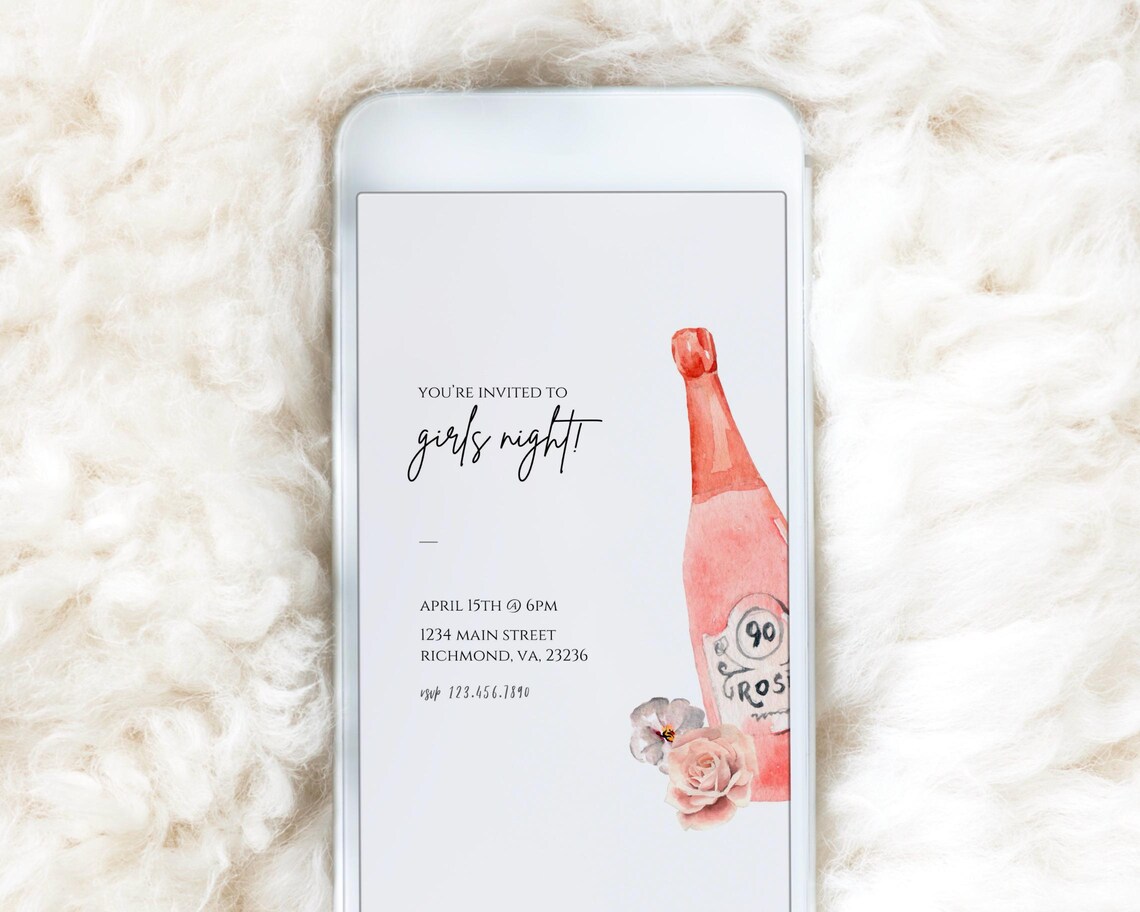 Minimalist Girls Night Invitation Editable Galentine's Evite Canva ...