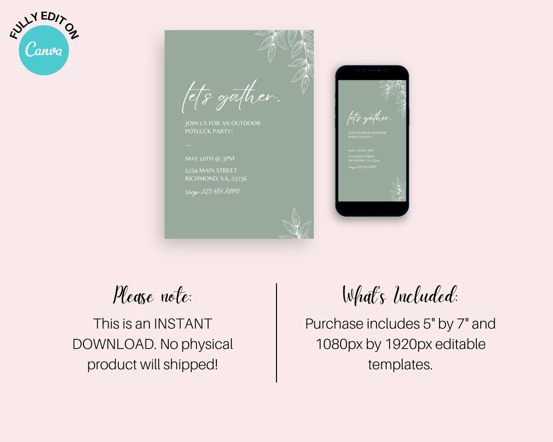 Outdoor Gathering Invite Cookout Picnic Party Potluck Invite - Etsy