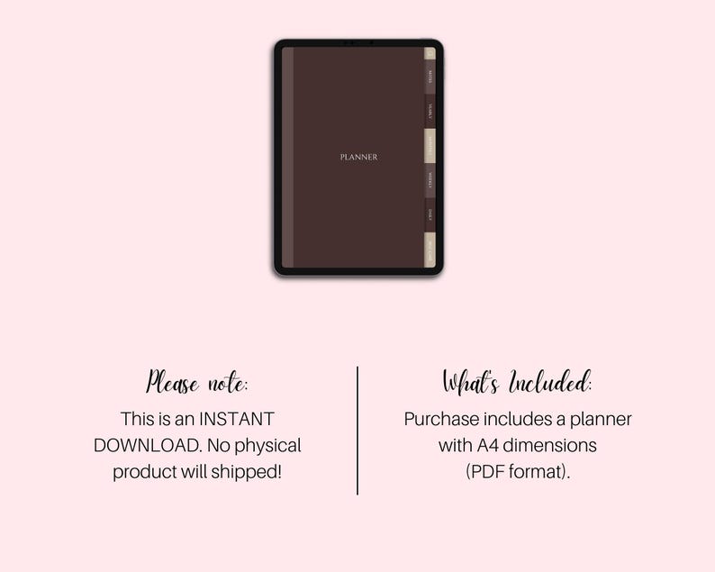 Dark Academia Planner Brown Digital Organizer Vintage-inspired Daily ...
