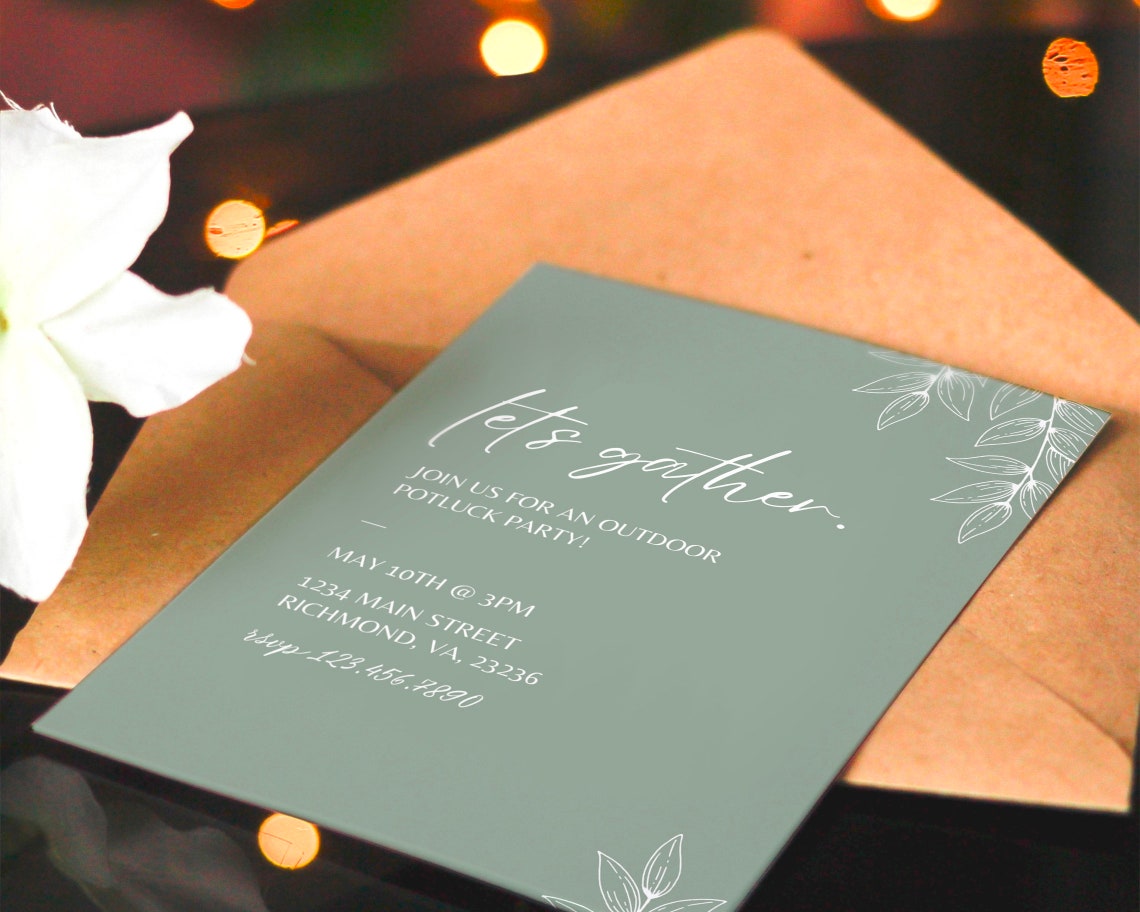 Outdoor Gathering Invite Cookout Picnic Party Potluck Invite Minimalist ...