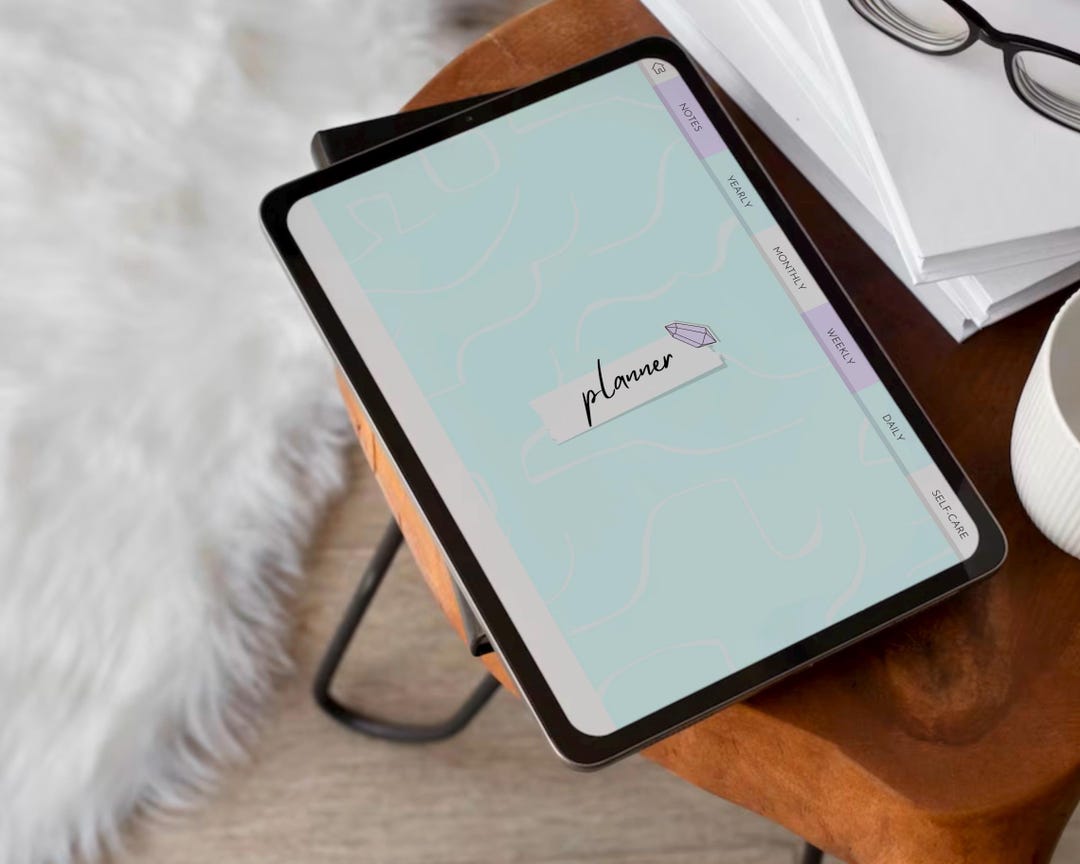 Pastel Digital Planner Blue and Purple Crystal Theme Mystical Daily and ...