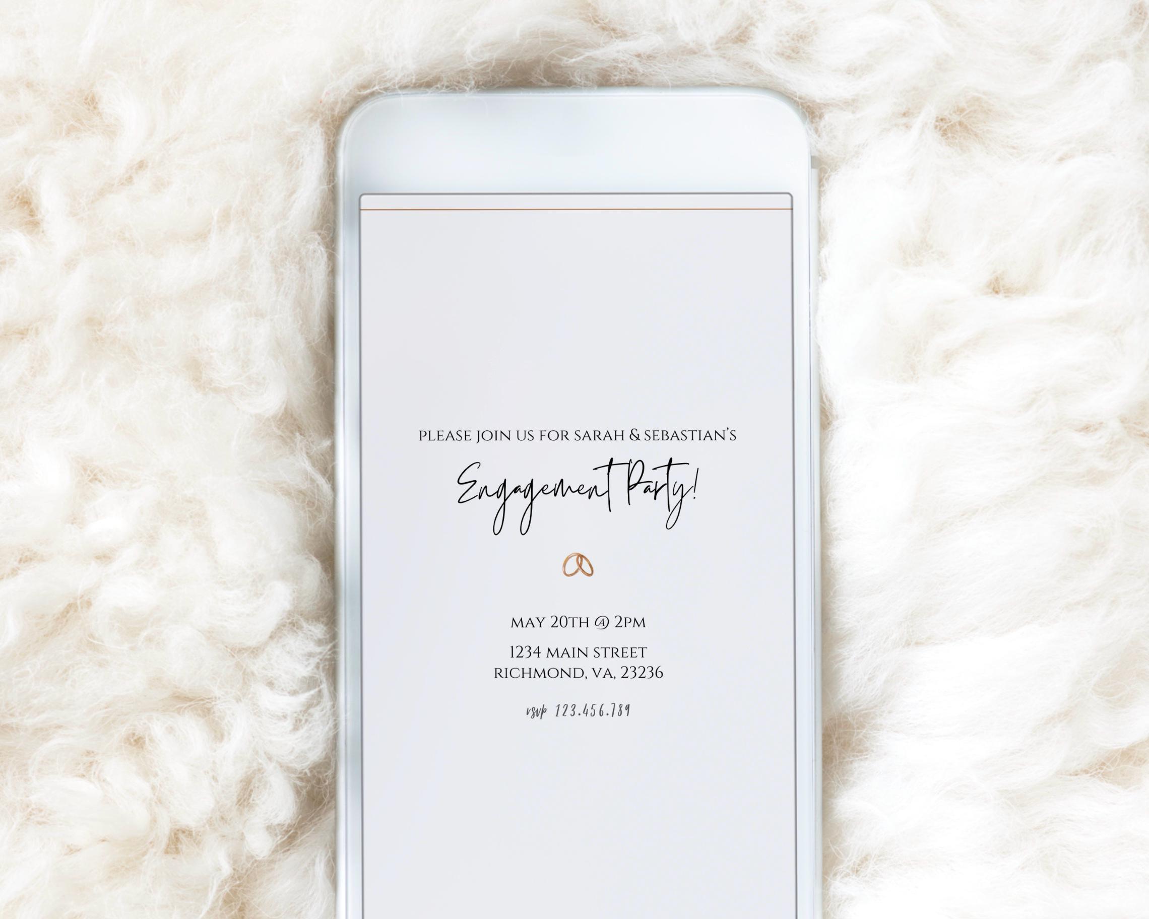 Minimalist Engagement Party Invitation Editable Evite Canva Template ...