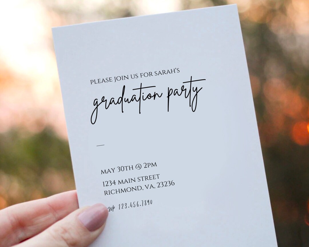 Minimalist Graduation Invitation Editable Digital Evite Customizable ...