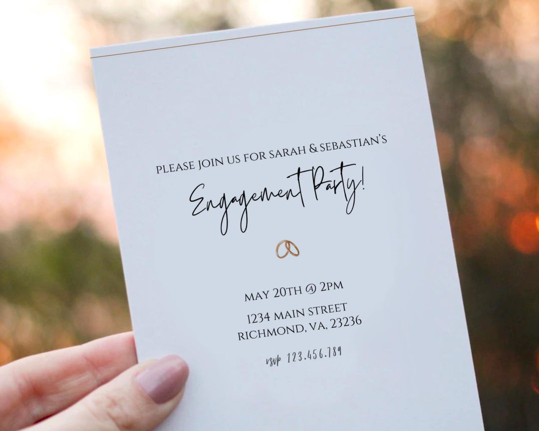 Minimalist Engagement Party Invitation Editable Evite Canva Template ...