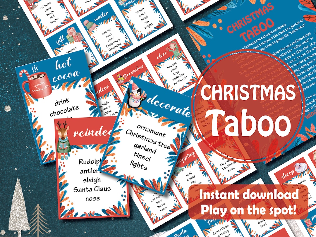Christmas Taboo Game Cards | Instant Download Digital | Christmas Game ...