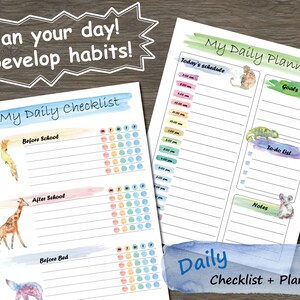 Printable Kids Daily Checklist & Planner | Instant Download | Editable ...