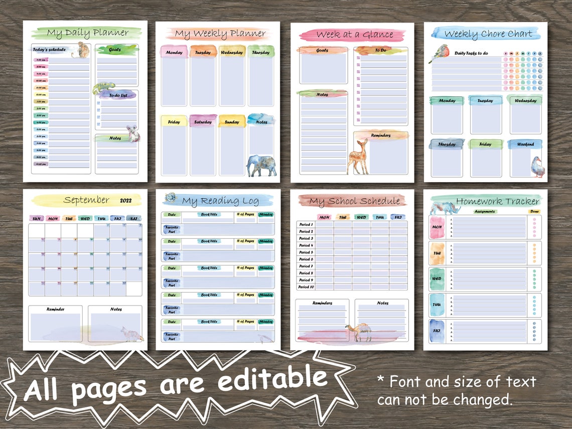 Printable Kids School Planner 2022-2023 Daily Weekly - Etsy