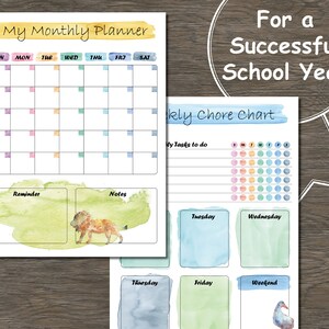 Printable Kids School Planner | Digital Download & Editable | Calendar ...