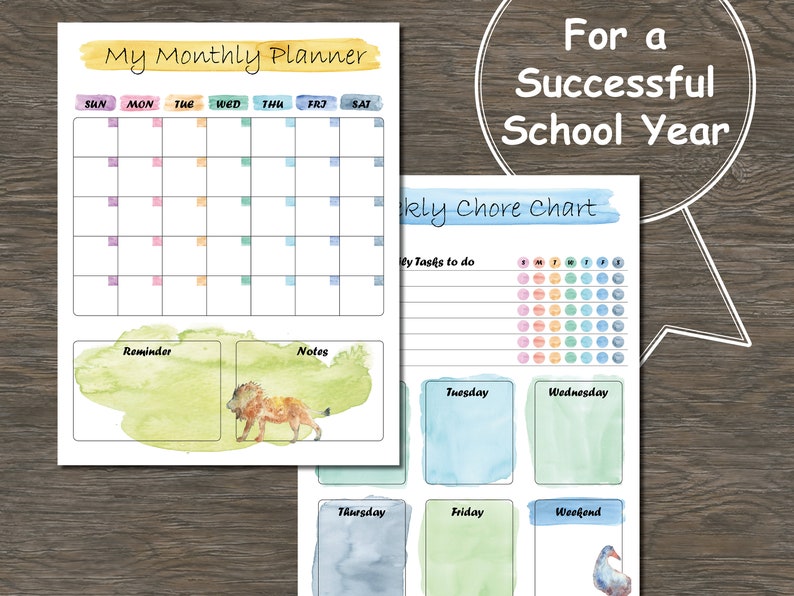 Printable Kids School Planner | Digital Download & Editable | Calendar ...