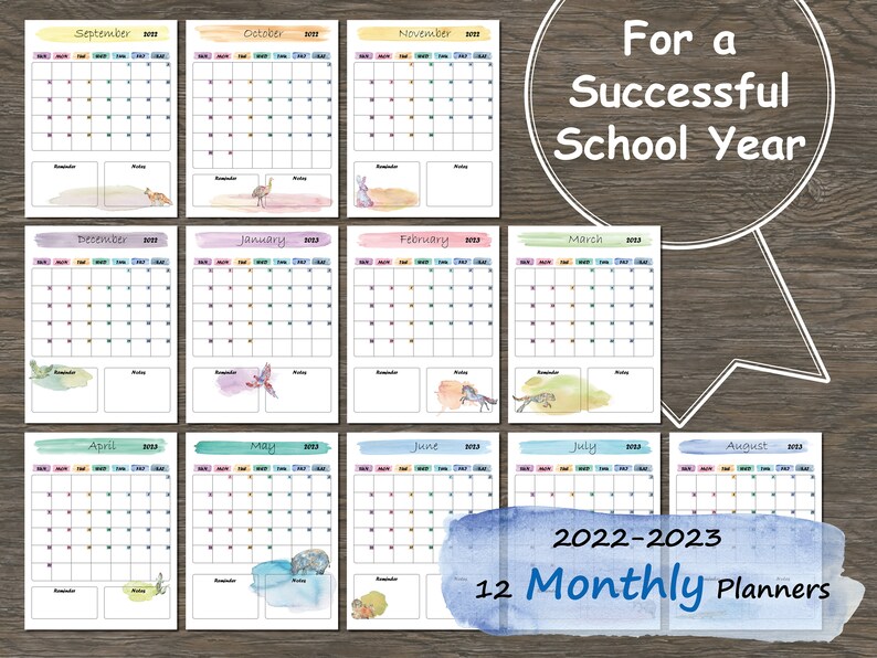Printable Kids School Planner | 2022-2023 Daily, Weekly, Monthly ...
