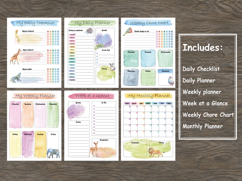 Printable Kids School Planner | Digital Download & Editable | Calendar ...